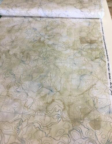 Bavlnená látka Sail away Contour Map - Design Fabrics